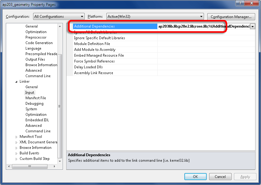 Visual Studio 2010 C Project Settings